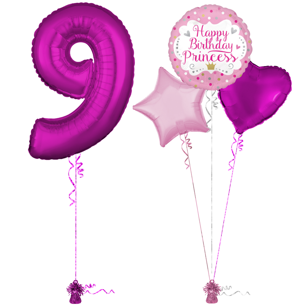 Hot Pink 9th Birthday Balloon Bouquet Set – Balloon Town