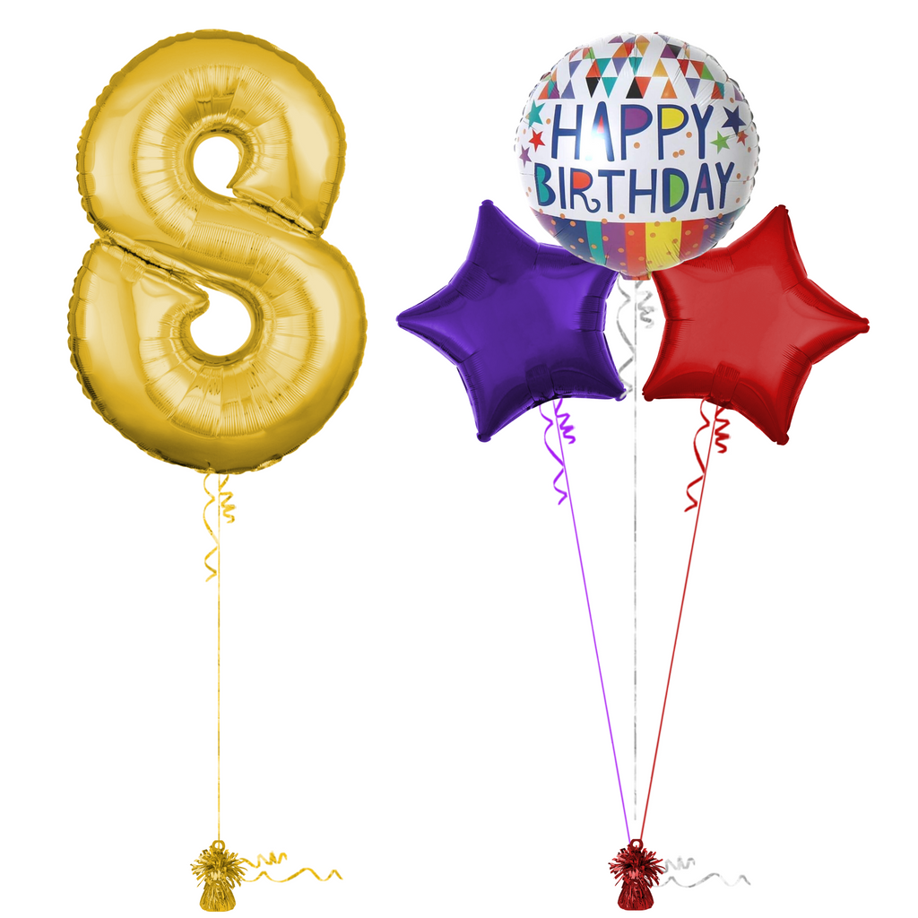 Gold 8th Birthday Balloon Bouquet Set – Balloon Town