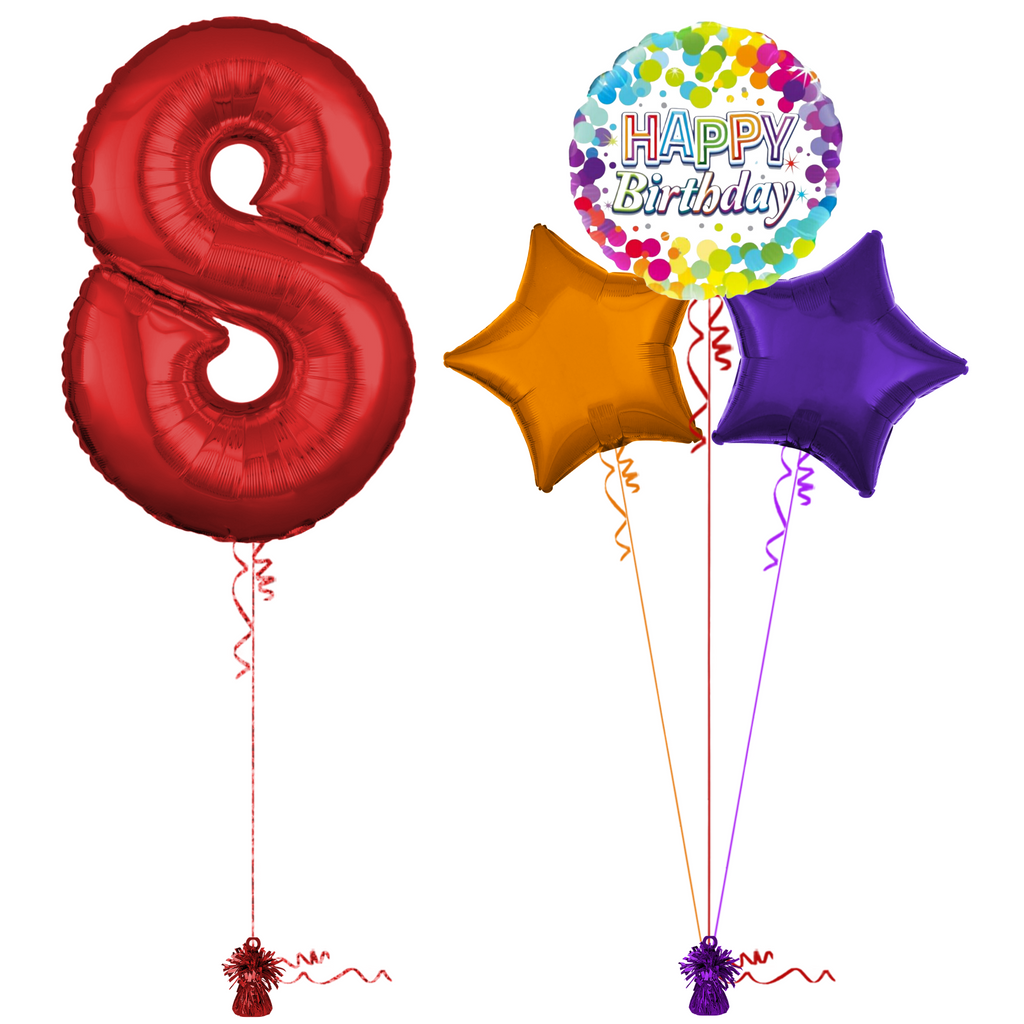 Red 8th Birthday Balloon Bouquet Set – Balloon Town