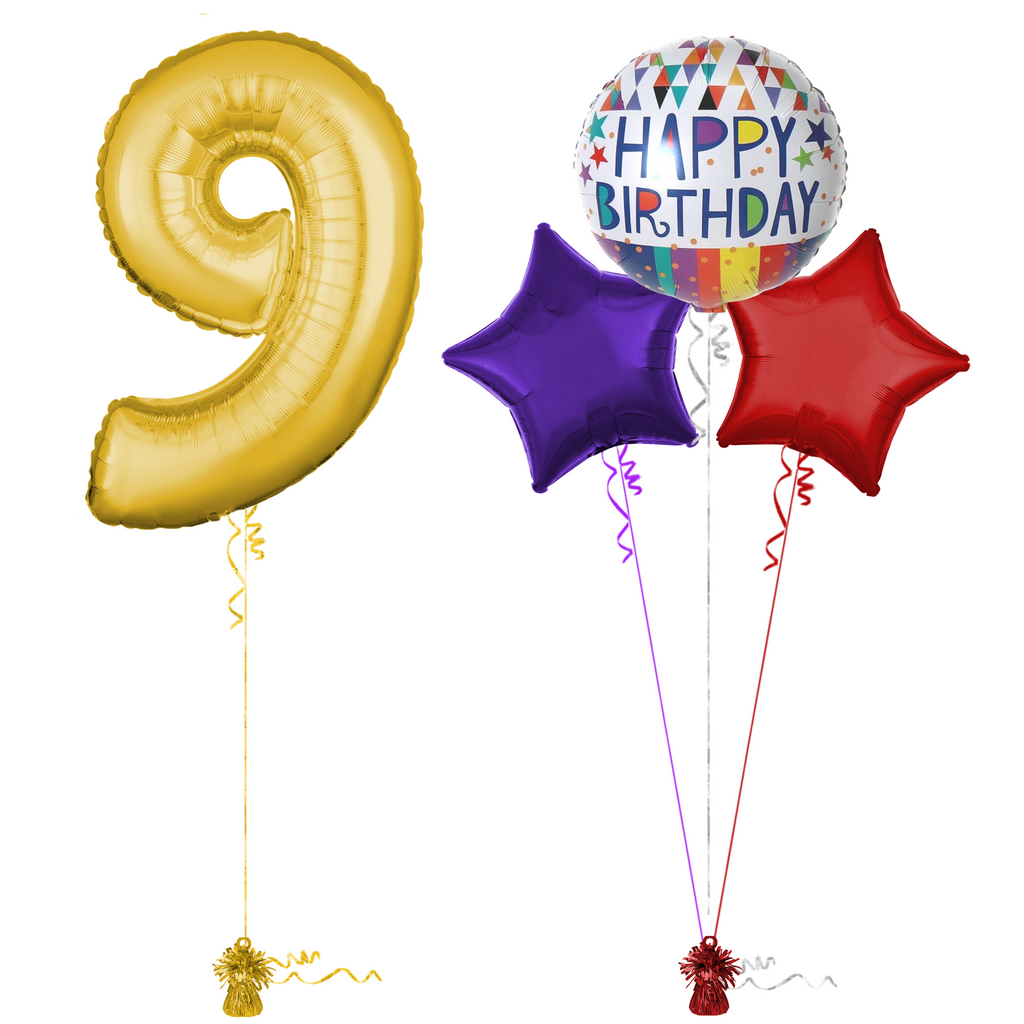Gold 9th Birthday Balloon Bouquet Set – Balloon Town