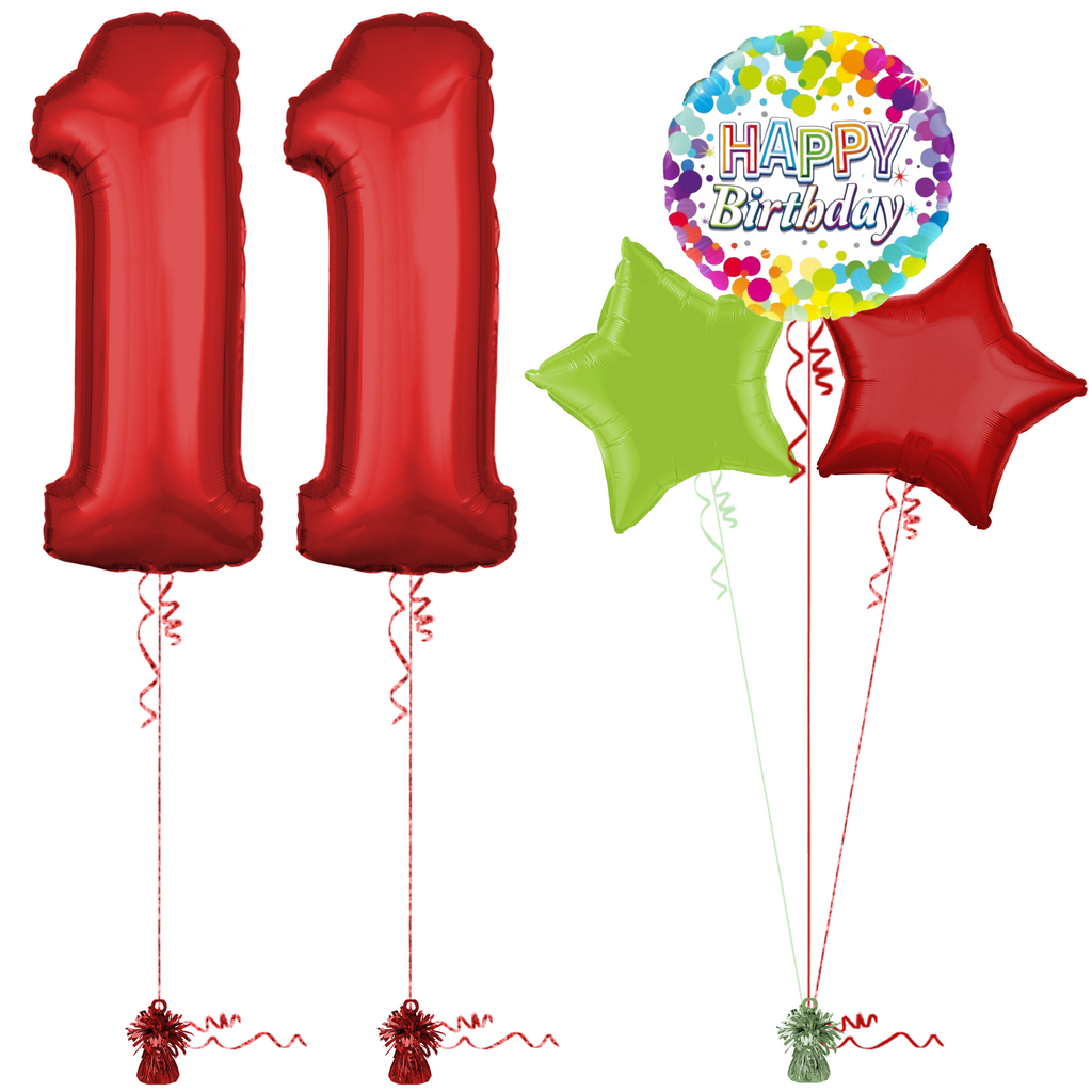 Red 11th Birthday Balloon Bouquet Set – Balloon Town