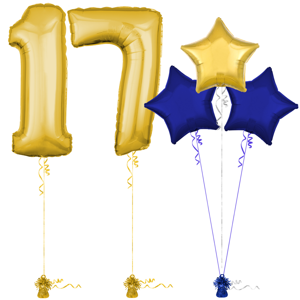 Gold 17th Birthday Balloon Bouquet Set – Balloon Town