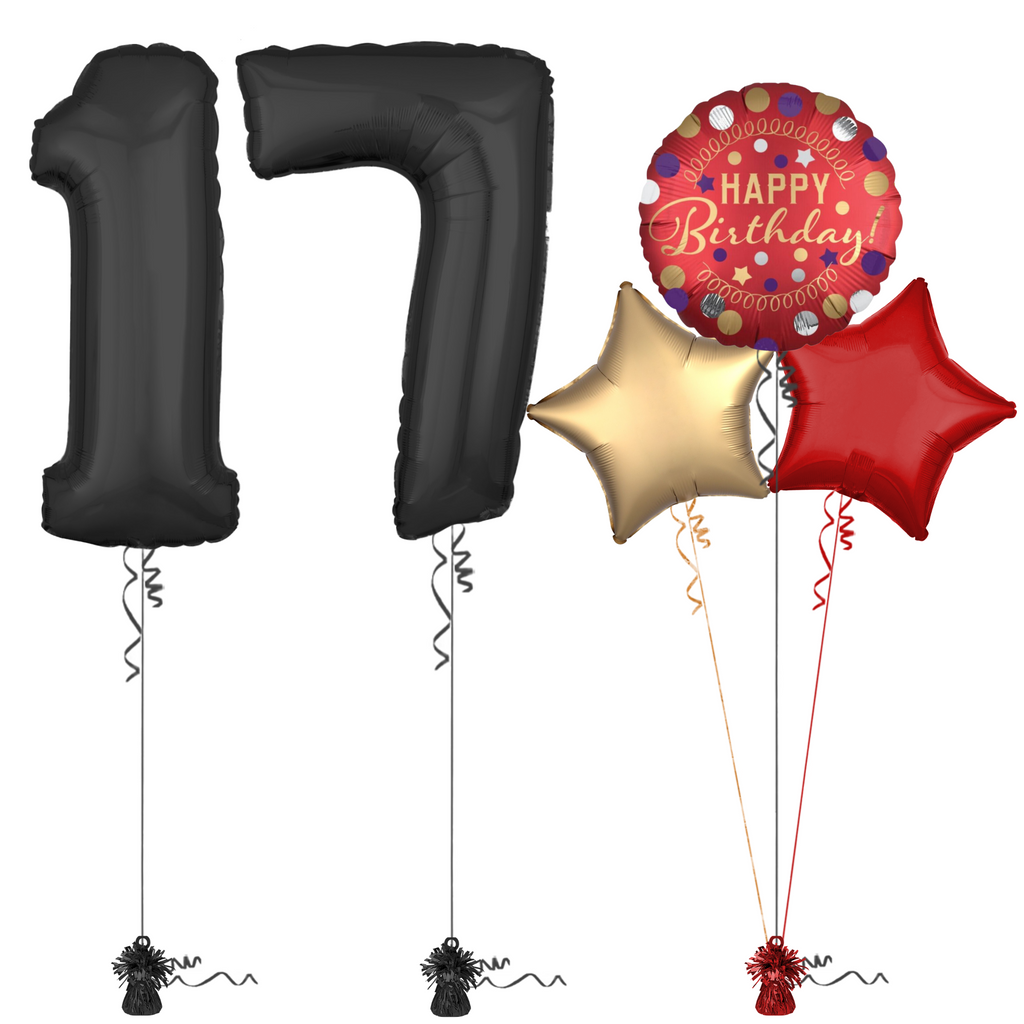 Bold Black 17th Birthday Balloon Bouquet Set – Balloon Town