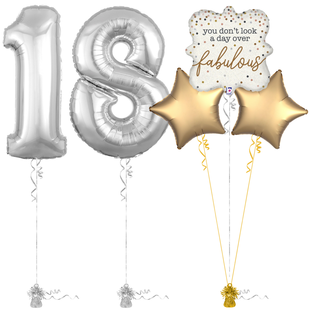 Silver 18th Birthday Balloon Bouquet Set