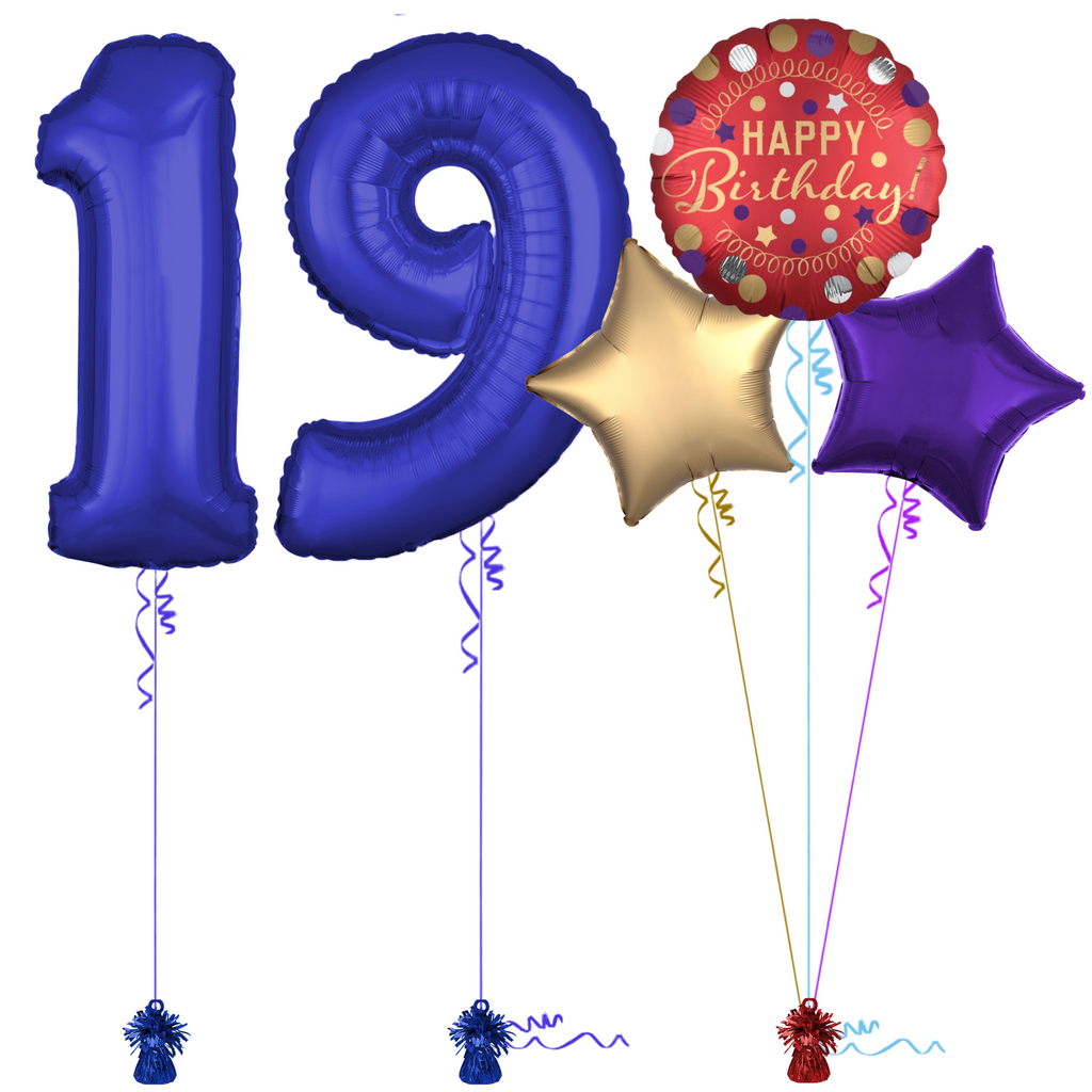 Royal Blue 19th Birthday Balloon Bouquet Set – Balloon Town