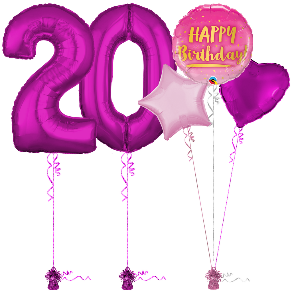 Hot Pink 20th Birthday Balloon Bouquet Set – Balloon Town