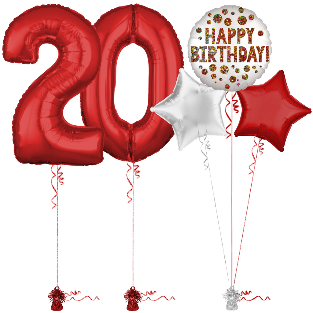 Red 20th Birthday Balloon Bouquet Set – Balloon Town