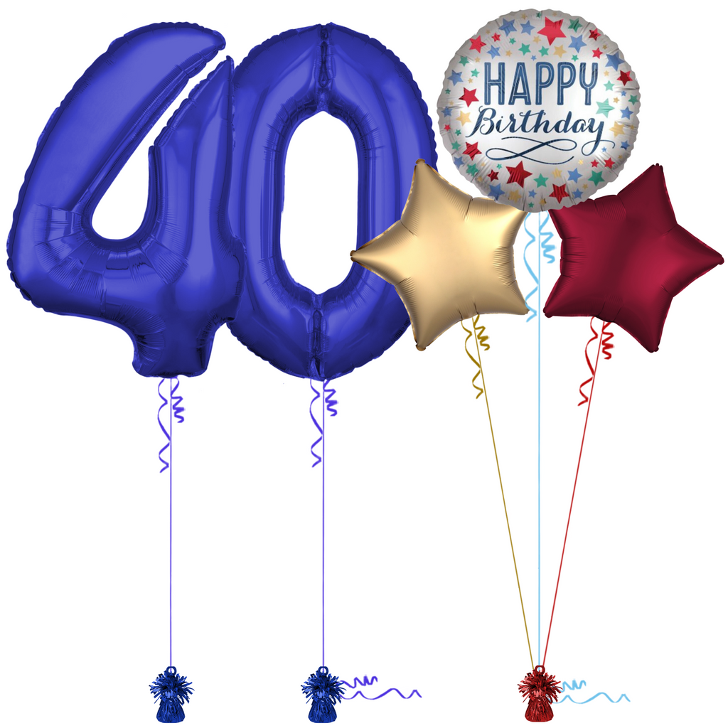Royal Blue 40th Birthday Balloon Bouquet Set – Balloon Town