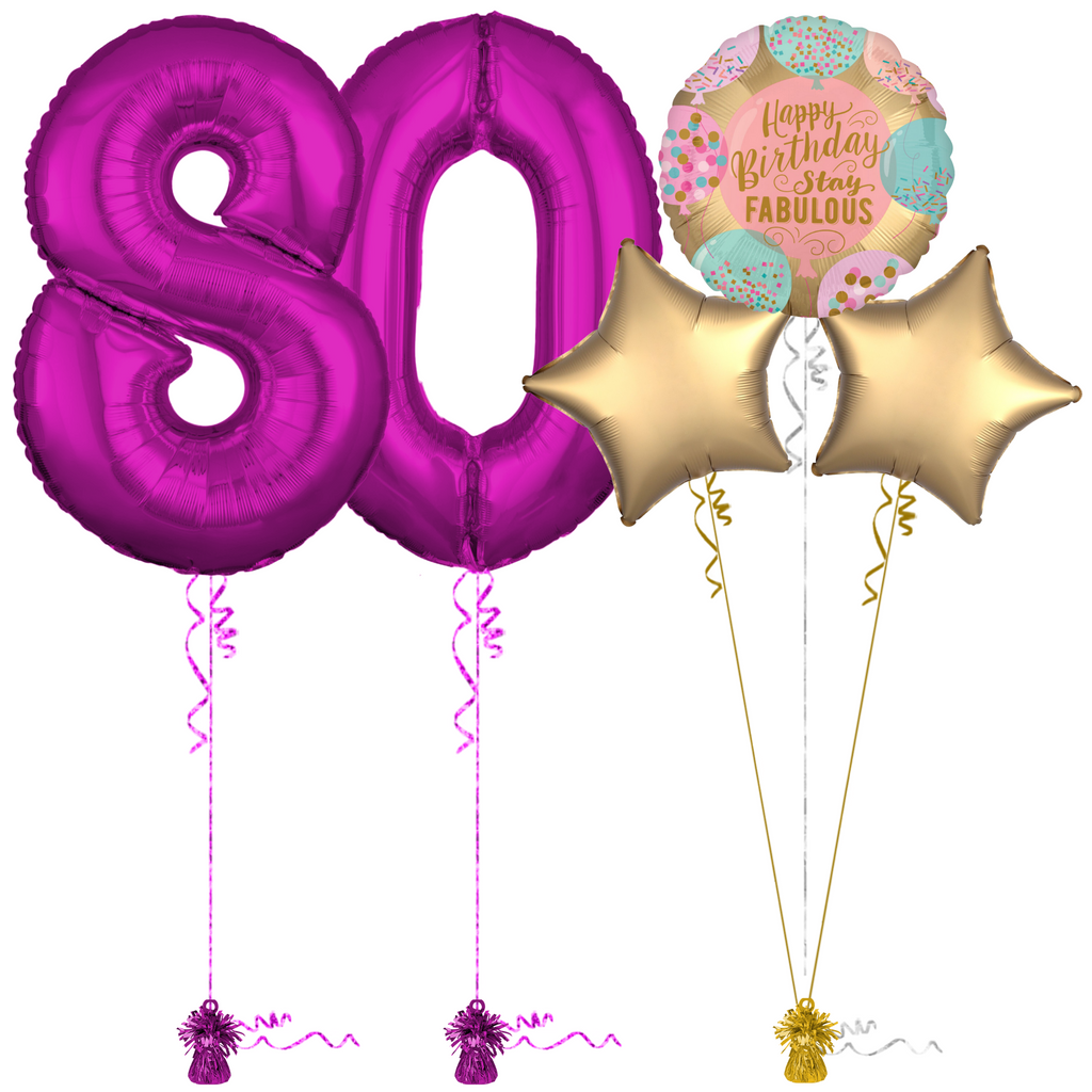 Hot Pink 80th Birthday Balloon Bouquet Set – Balloon Town