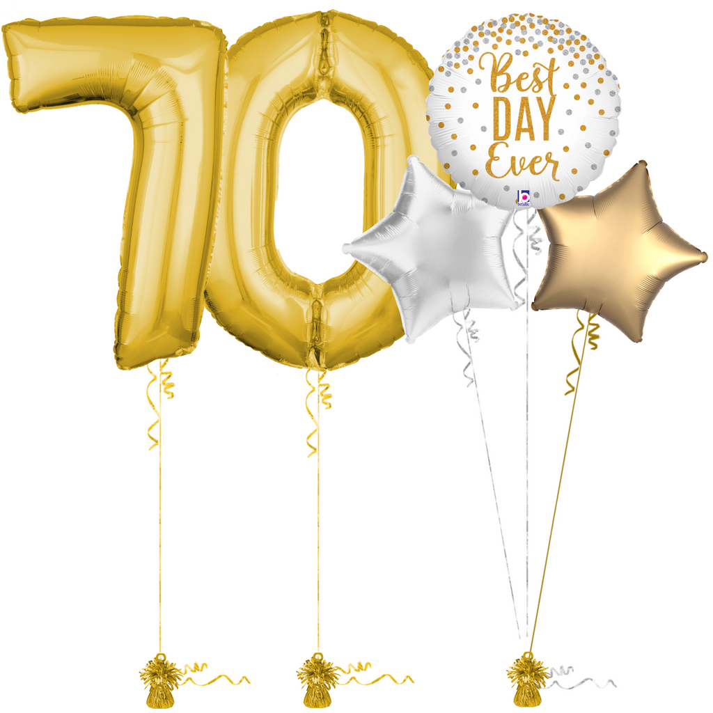Gold 70th Birthday Balloon Bouquet Set – Balloon Town