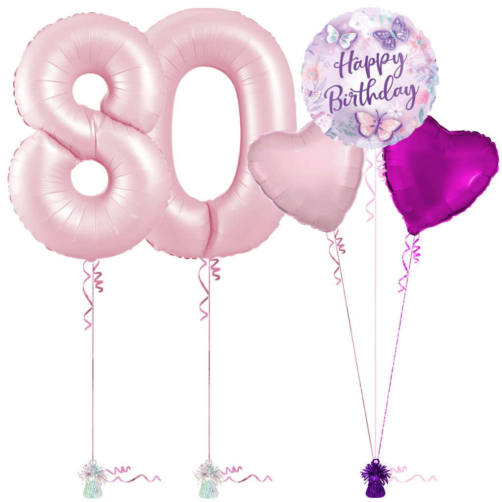 Pastel Pink 80th Birthday Balloon Bouquet Set – Balloon Town