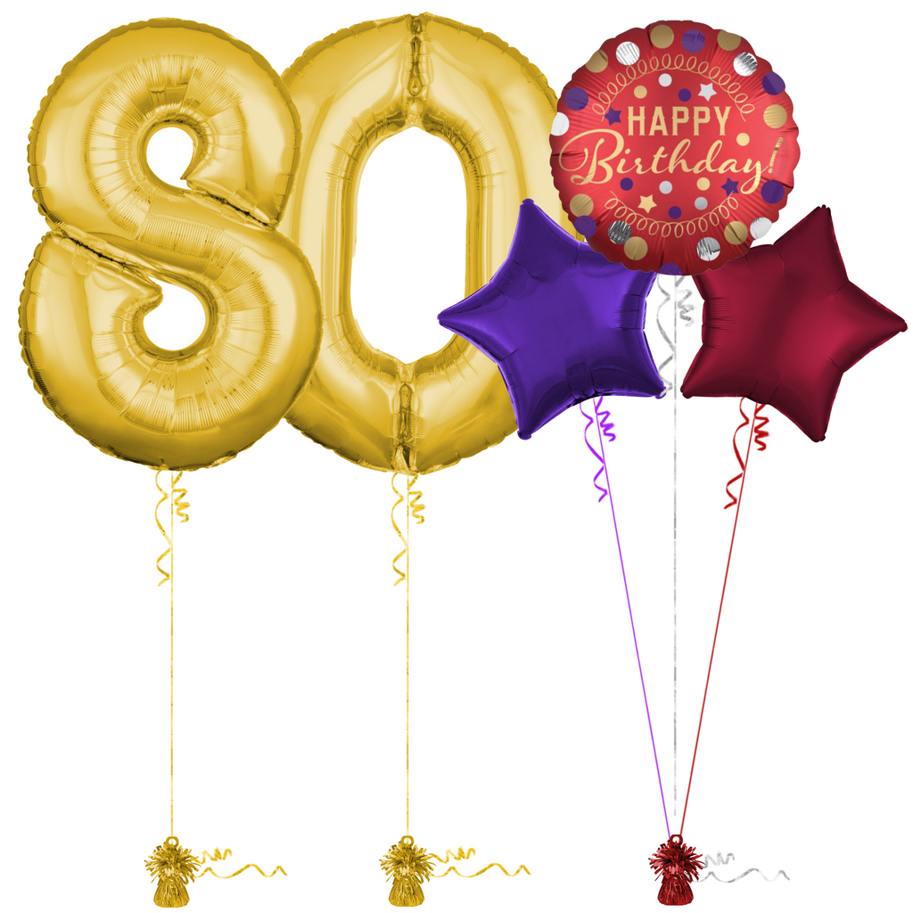 Gold 80th Birthday Balloon Bouquet Set – Balloon Town