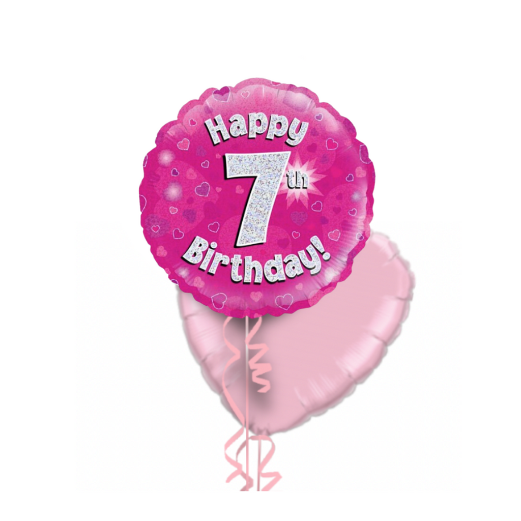 Happy Birthday 7th Pink Foil Balloon Bouquet – Balloon Town