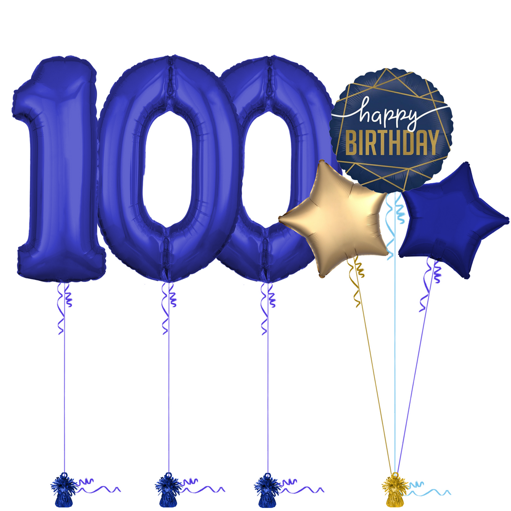 Royal Blue 100th Birthday Balloon Bouquet Set – Balloon Town