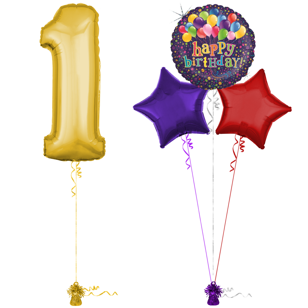 Gold 1st Birthday Balloon Bouquet Set – Balloon Town