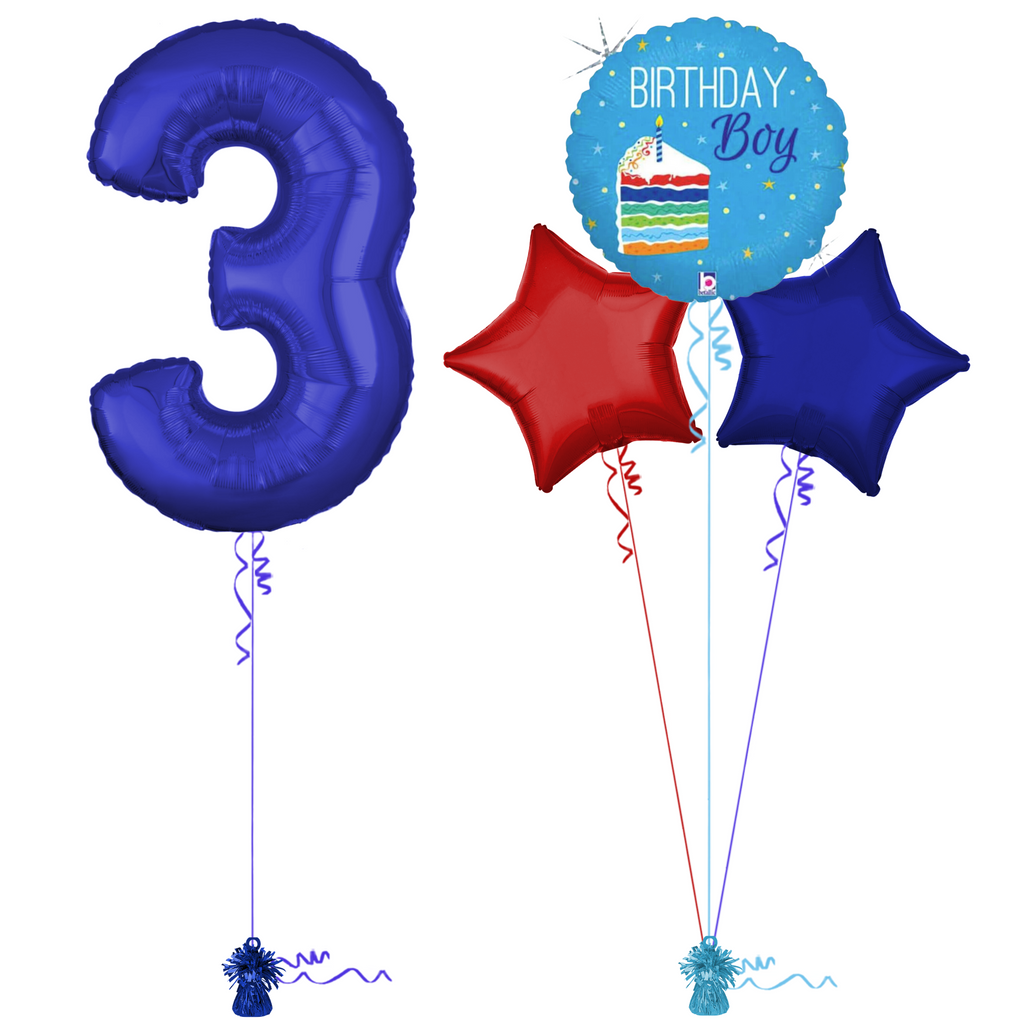 Royal Blue 3rd Birthday Balloon Bouquet Set – Balloon Town