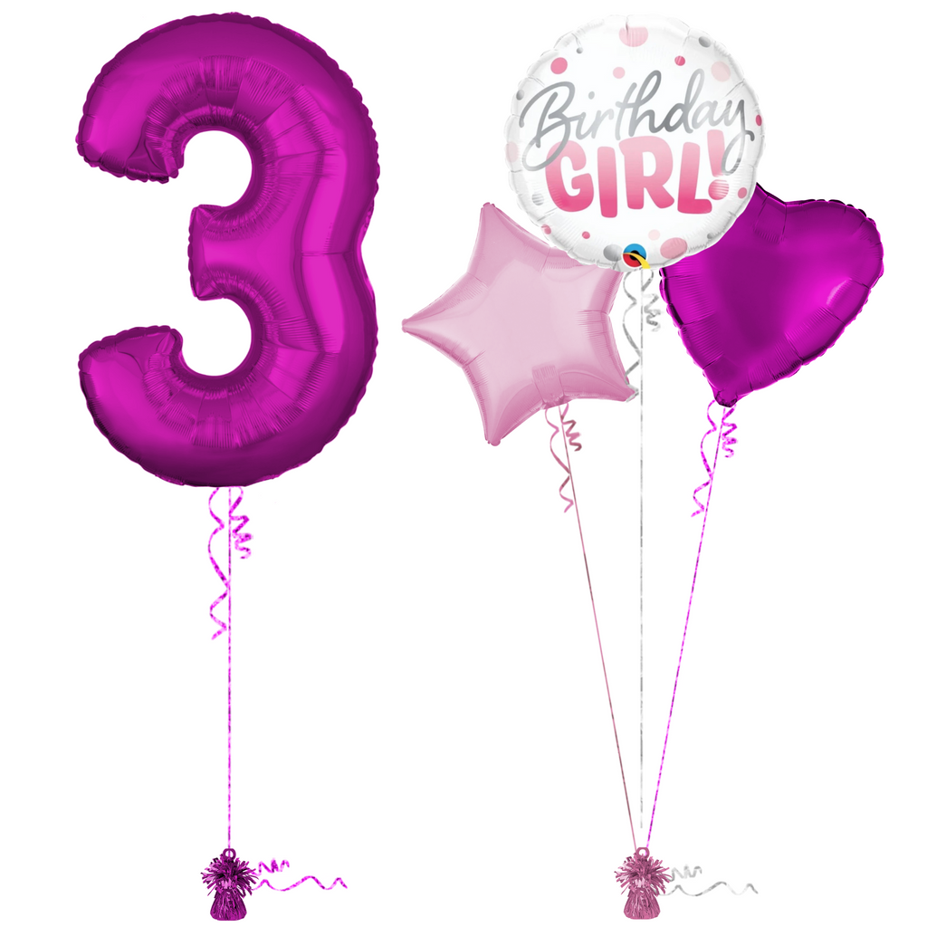 Hot Pink 3rd Birthday Balloon Bouquet Set – Balloon Town