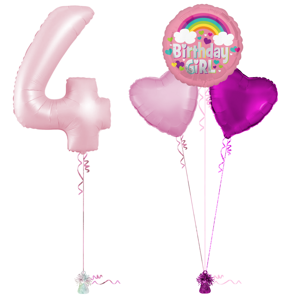 Pastel Pink 4th Birthday Balloon Bouquet Set – Balloon Town
