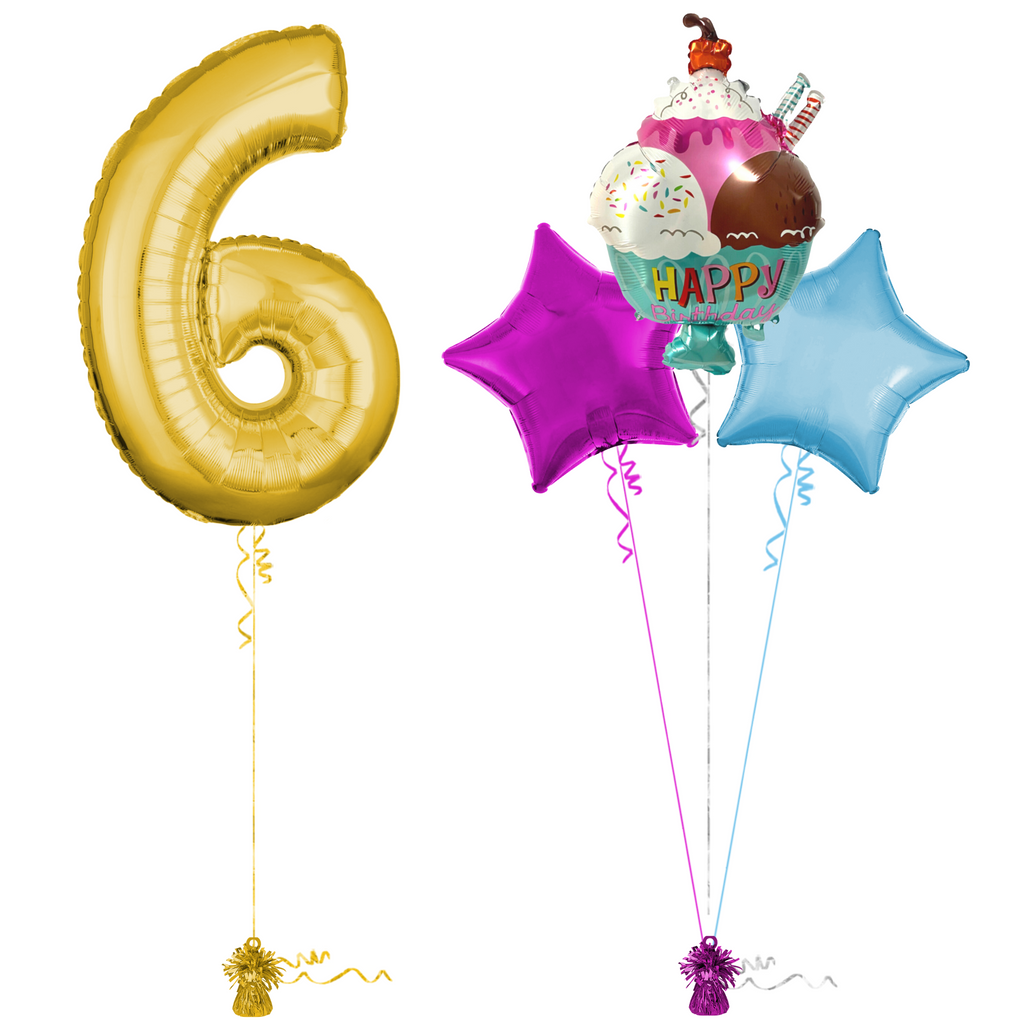 Gold 6th Birthday Balloon Bouquet Set – Balloon Town