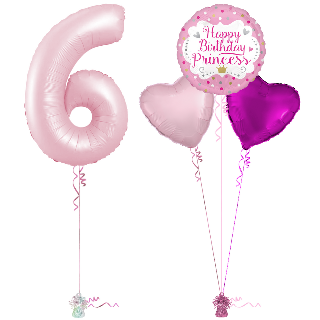 Pastel Pink 6th Birthday Balloon Bouquet Set – Balloon Town
