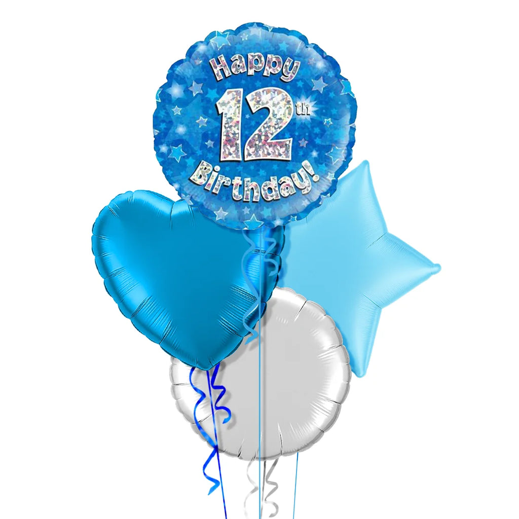 Happy Birthday 12th Blue Foil Balloon Bouquet