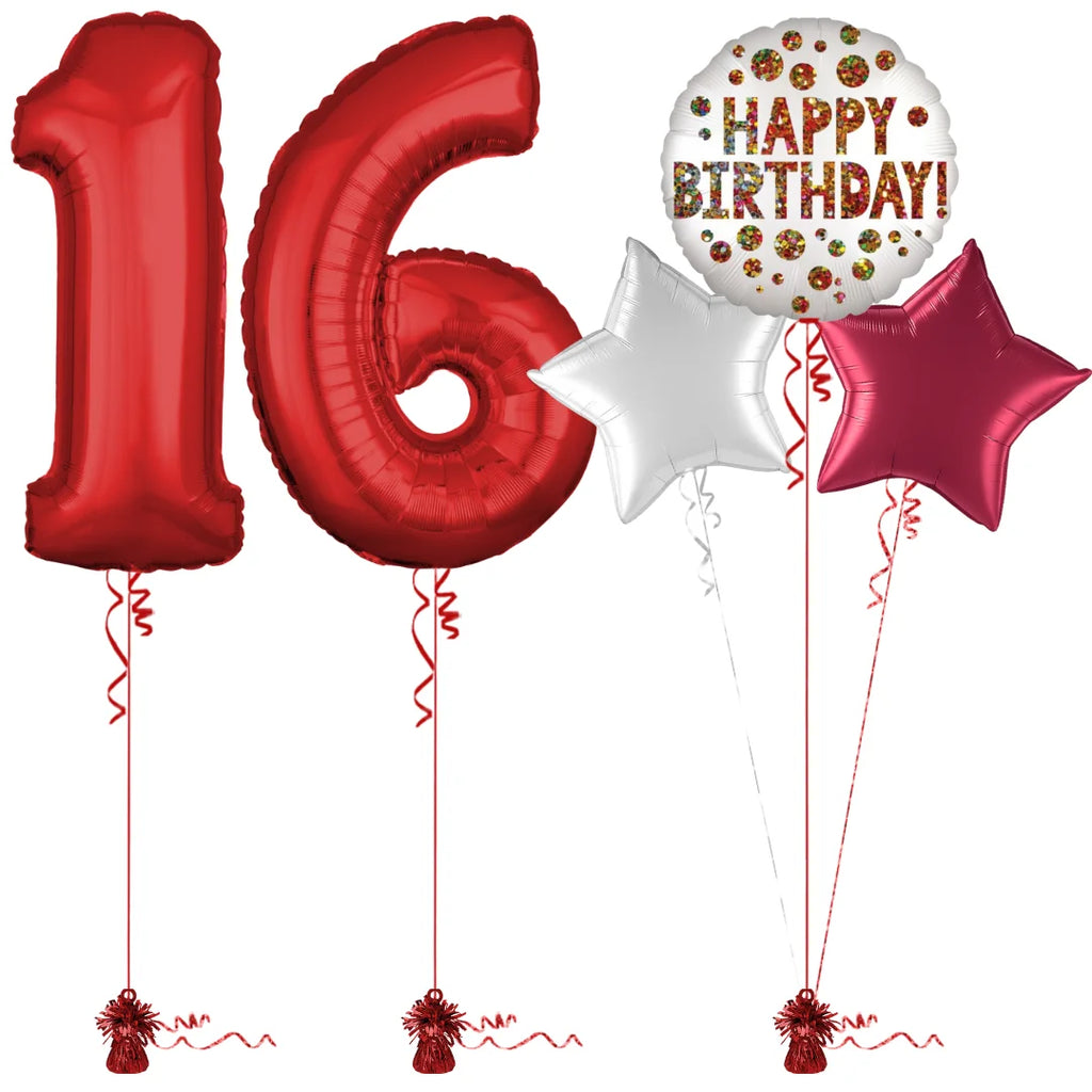 Shop Red 16th Birthday Balloon Bouquet Set | Get Yours!