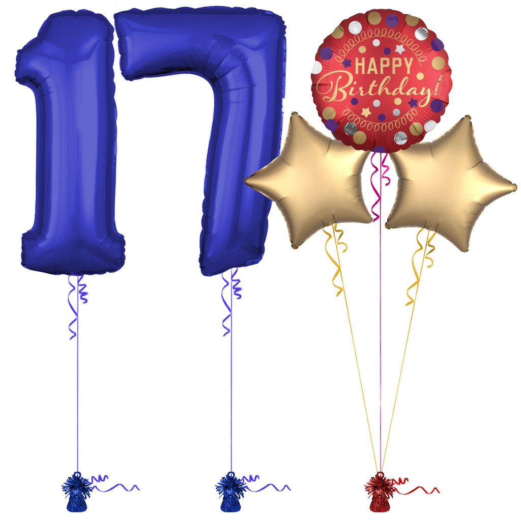 Royal Blue 17th Birthday Balloon Bouquet Set