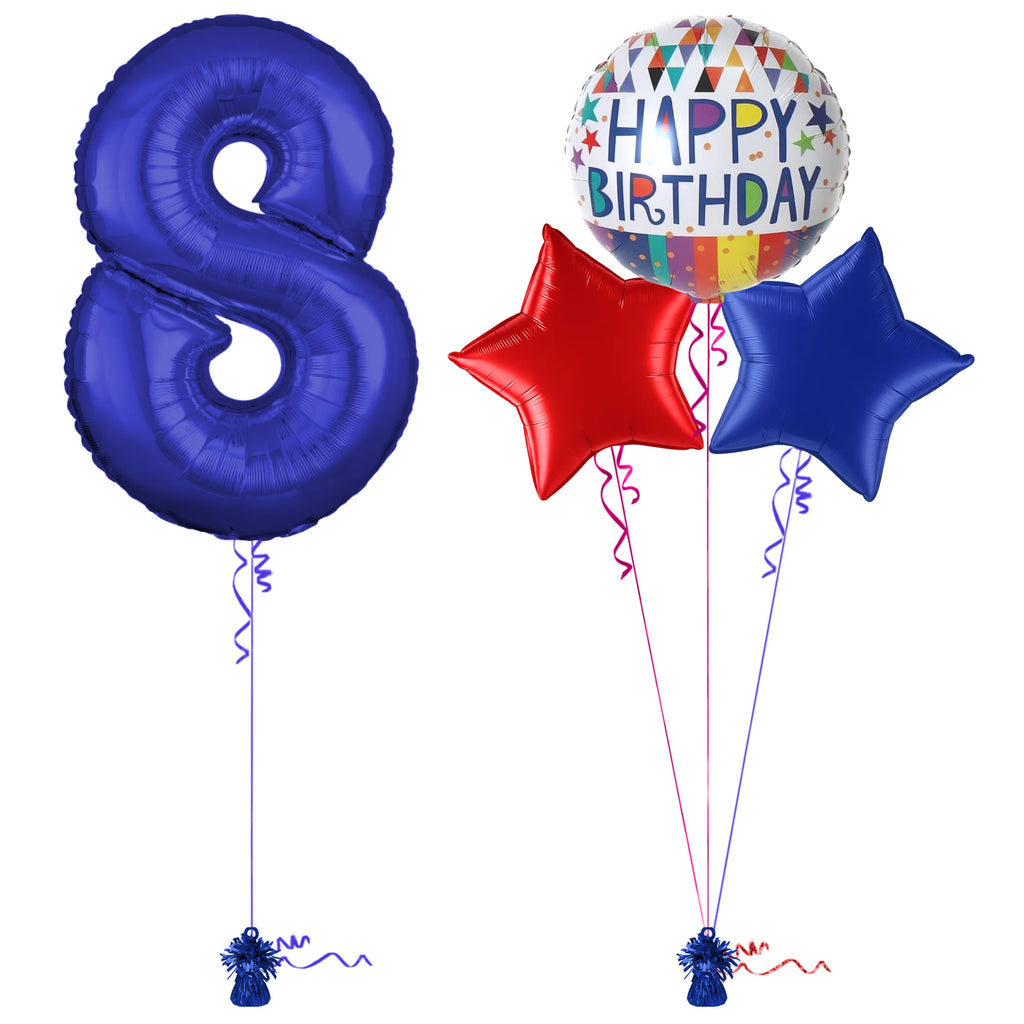 Royal Blue 8th Birthday Balloon Bouquet Set | Order Today!