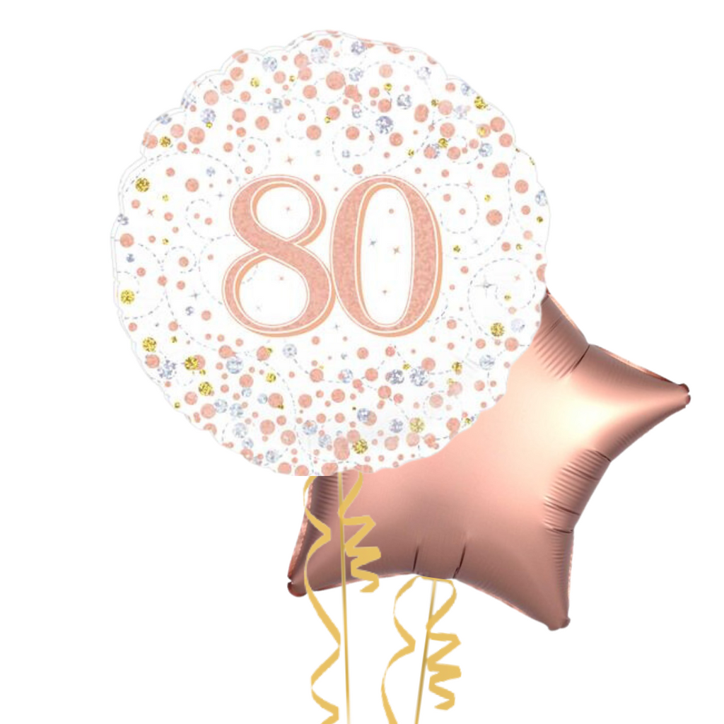 Happy 80th Birthday Rose Gold Balloon Bouquet – Balloon Town